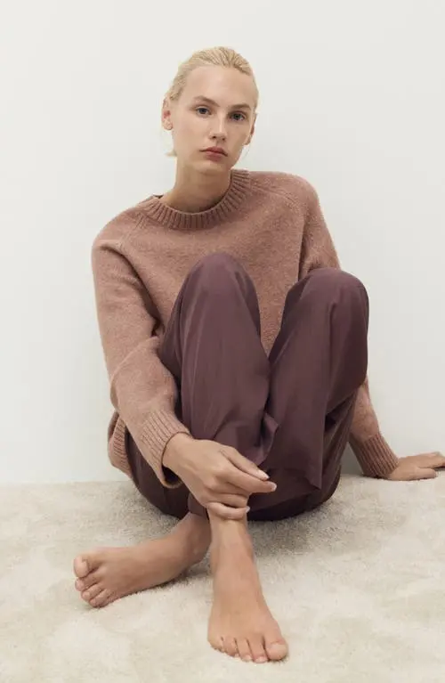 Mango Crewneck Raglan Sleeve Sweater - Medium Brown