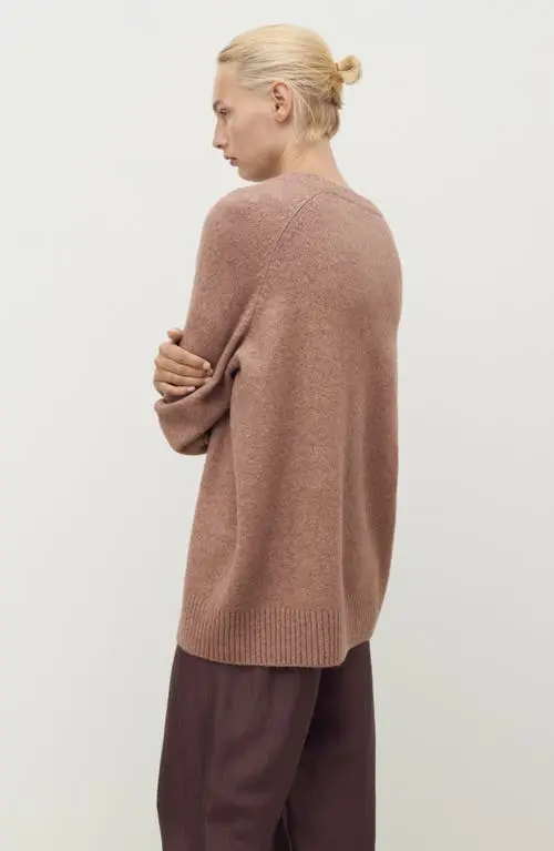 Mango Crewneck Raglan Sleeve Sweater - Medium Brown