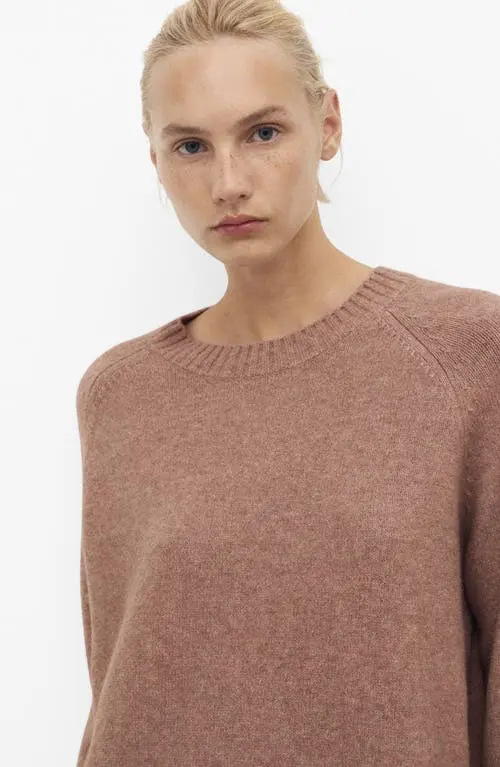 Mango Crewneck Raglan Sleeve Sweater - Medium Brown