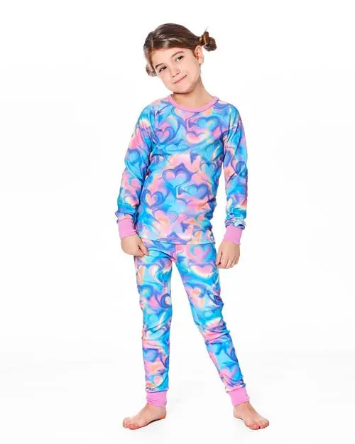 DEUX PAR DEUX Organic Cotton Two-piece Pajamas - Rainbow Heart Print
