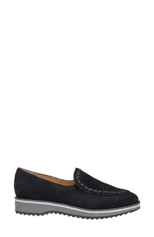 Johnston & Murphy Ulyssa Studded Platform Loafer - Black Suede