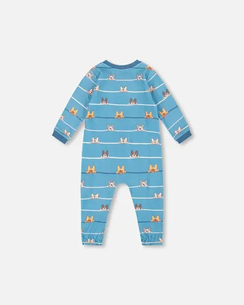 DEUX PAR DEUX One-piece Organic Cotton Pajamas - Blue