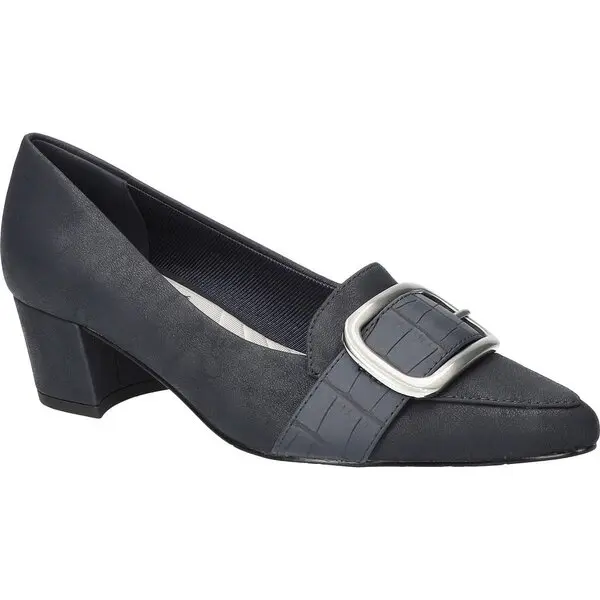 EASY WORKS BY EASY STREET Amber Pointed-toe Pumps - Navy Matte