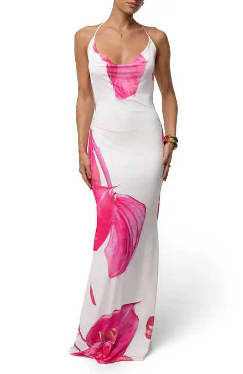 JLUXLABEL Midsummer Cowl Neck Cocktail Dress - Ivory