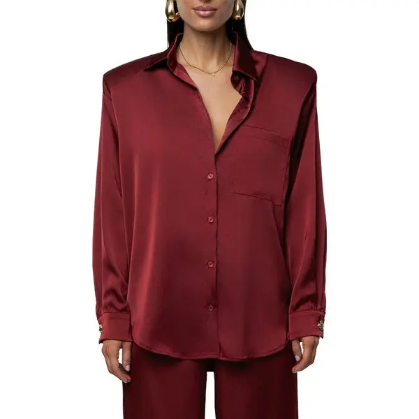 JLUXLABEL Island Ease Satin Shirt - Red