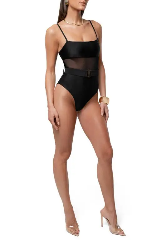 JLUXLABEL Solare Mesh Belted One-piece Swimsuit