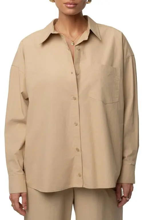 JLUXLABEL Leon Oversized Cotton Poplin Button-up Shirt - Beige