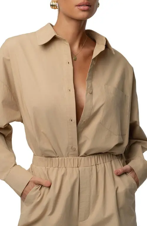 JLUXLABEL Leon Oversized Cotton Poplin Button-up Shirt - Beige