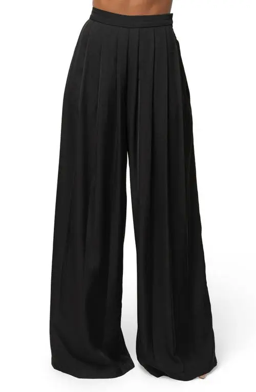 JLUXLABEL Clara Pleated Wide Leg Trousers - Black