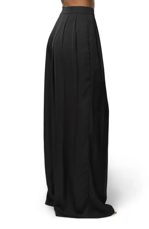 JLUXLABEL Clara Pleated Wide Leg Trousers - Black