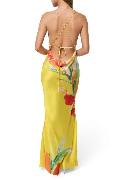 JLUXLABEL Floral Satin Maxi Slipdress