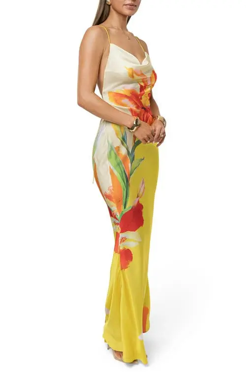 JLUXLABEL Floral Satin Maxi Slipdress