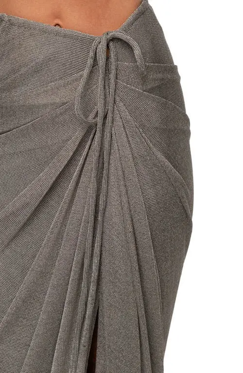 JLUXLABEL Metallic Maxi Sweater Skirt - Silver