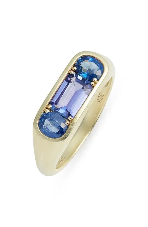 Meira T Tanzanite And Sapphire Signet Ring - Blue/yellow Gold