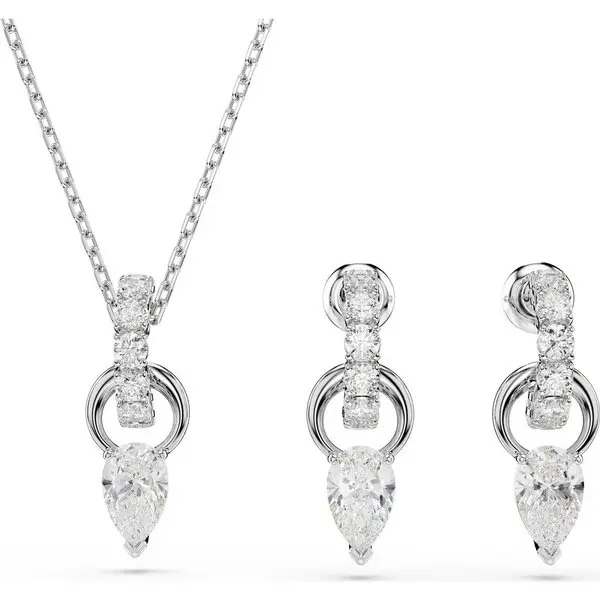 SWAROVSKI Mesmera Drop Earrings & Pendant Necklace Set - Rhodium/white