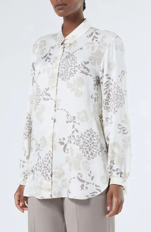 Marina Rinaldi Mixed Floral Button-up Shirt