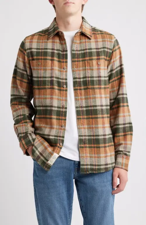 SCHOTT Plaid Flannel Button-up Work Shirt - Foliage