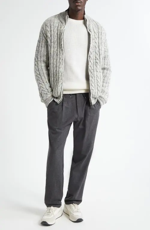 Herno Mélange Wool Cable Knit Sweater Jacket