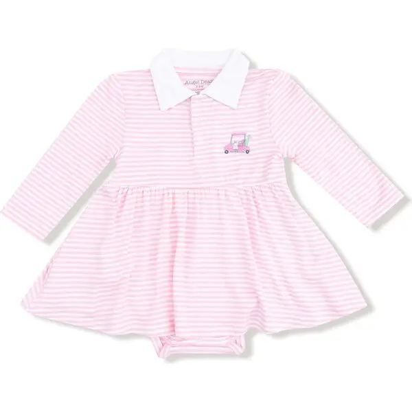 ANGEL DEAR Golf Cart Skirted Romper - Pink/white