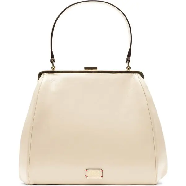 FRANCES VALENTINE Katherine Frame Leather Handbag - Oyster