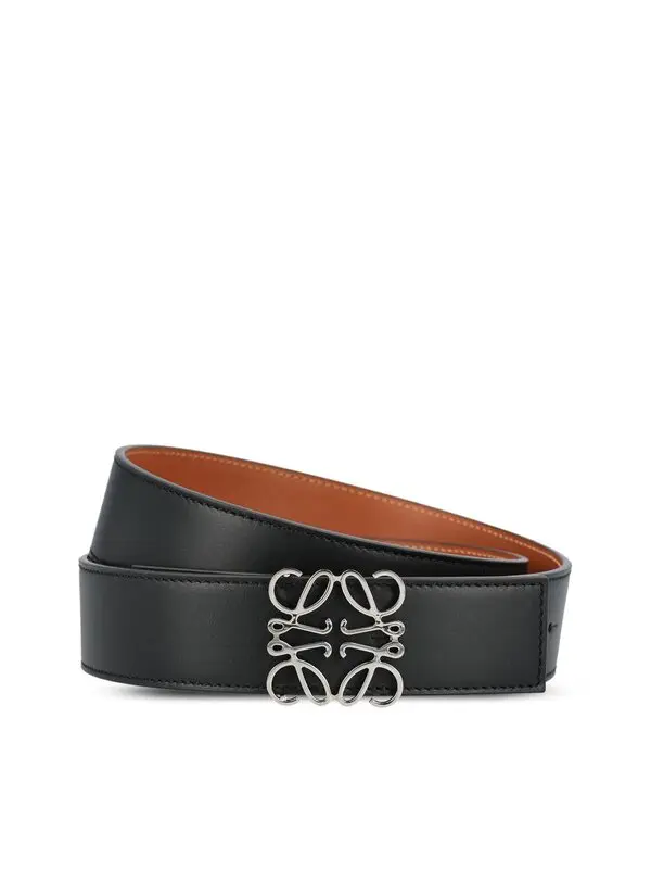 Loewe Anagram Reversible Belt - Black/tan/palladium