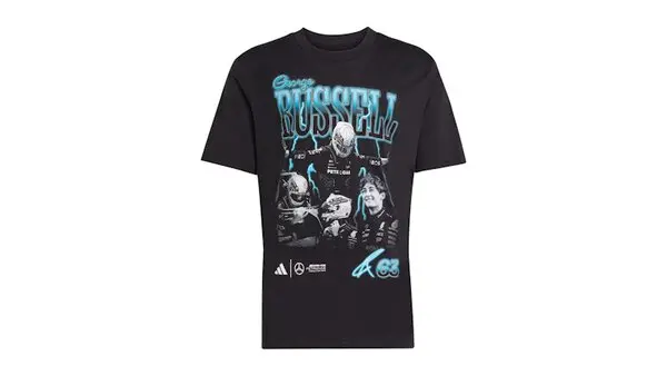 Adidas Mercedes Amg Petronas Formula Team George Russell Graphic Tee Shirt - Black