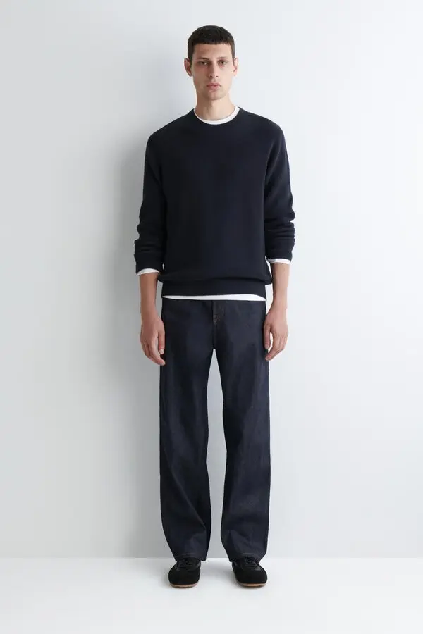 Cos Cotton Crew-neck Sweater - Navy