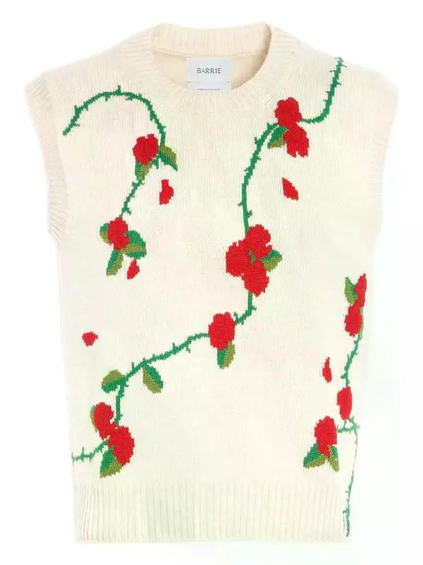 BARRIE Floral-jacquard Sleeveless Sweater - Neutrals