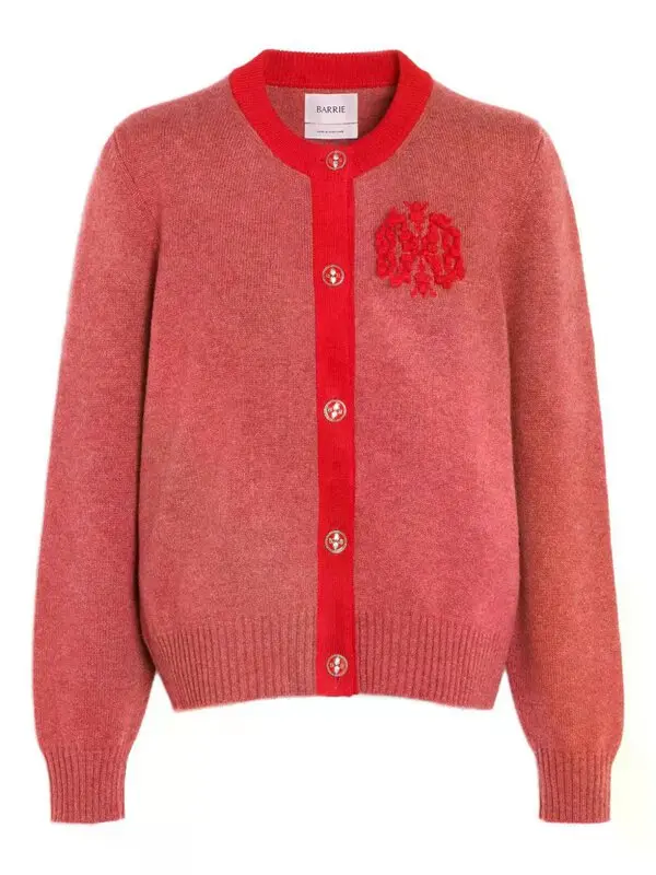 BARRIE Embroidered Cashmere Cardigan - Red