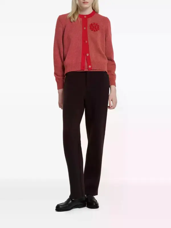 BARRIE Embroidered Cashmere Cardigan - Red