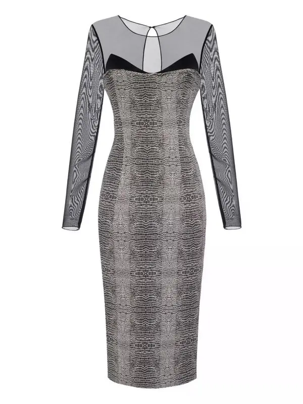 Elisabetta Franchi Python-print Mesh-insert Midi Dress