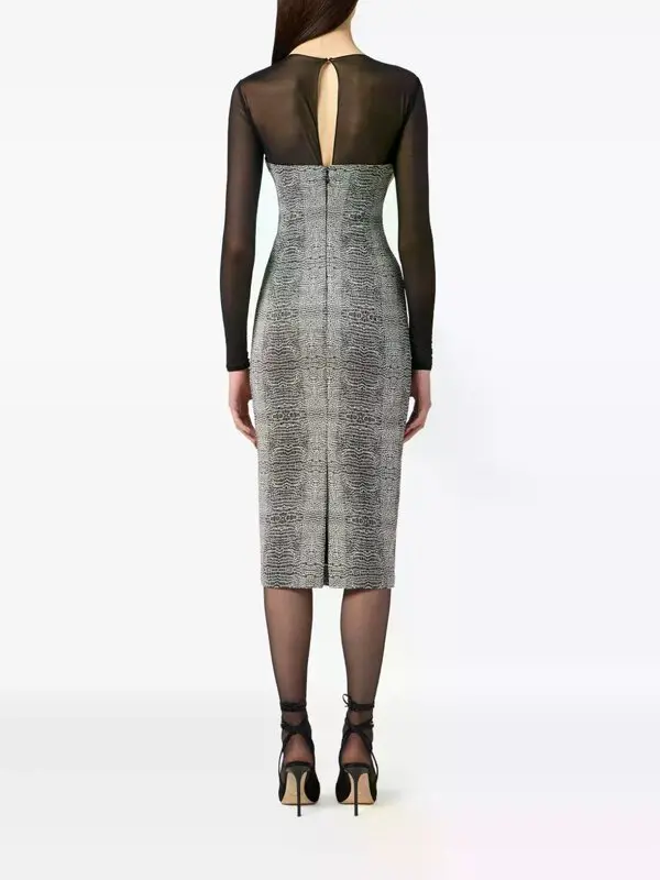 Elisabetta Franchi Python-print Mesh-insert Midi Dress