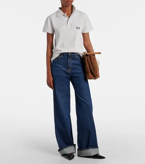 FRAME The Cuffed Wide High-rise Wide-leg Jeans
