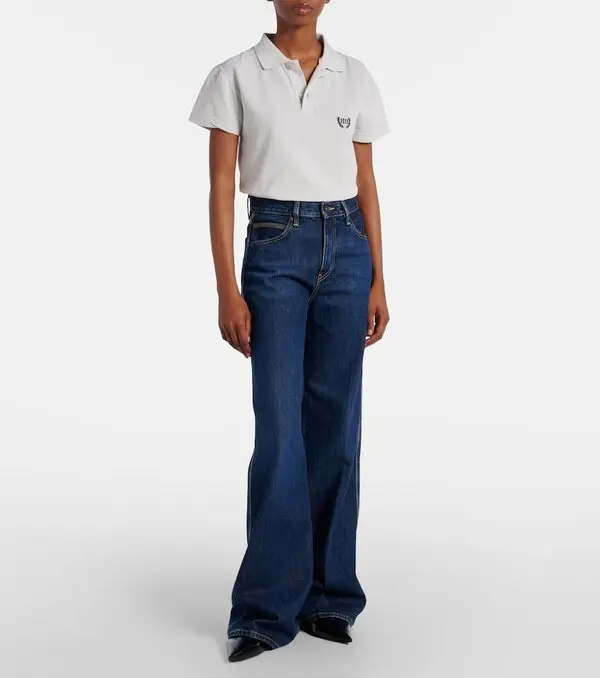 FRAME The Cuffed Wide High-rise Wide-leg Jeans