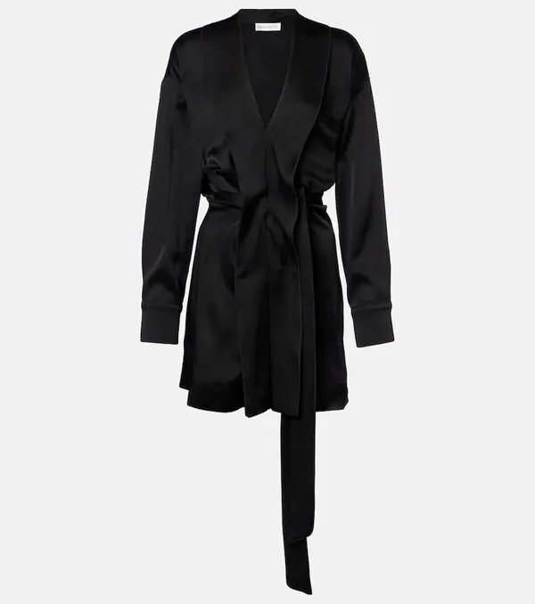 Victoria Beckham Satin Wrap Dress - Black
