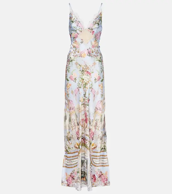 Camilla Tiled In Time Lace-trimmed Maxi Dress - Multicoloured