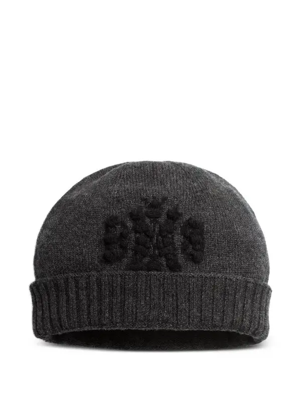 BARRIE Cashmere B-logo Beanie - Black