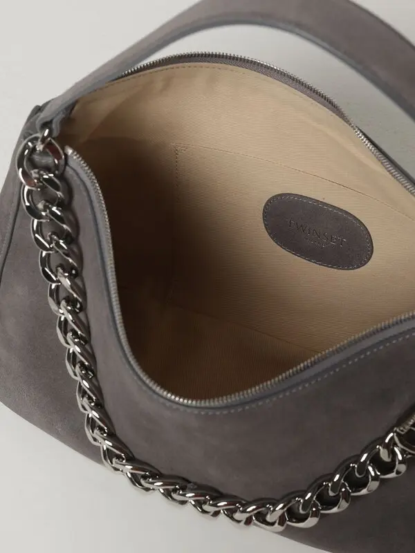 TWINSET Shoulder Bag With Chain Detail - Grey