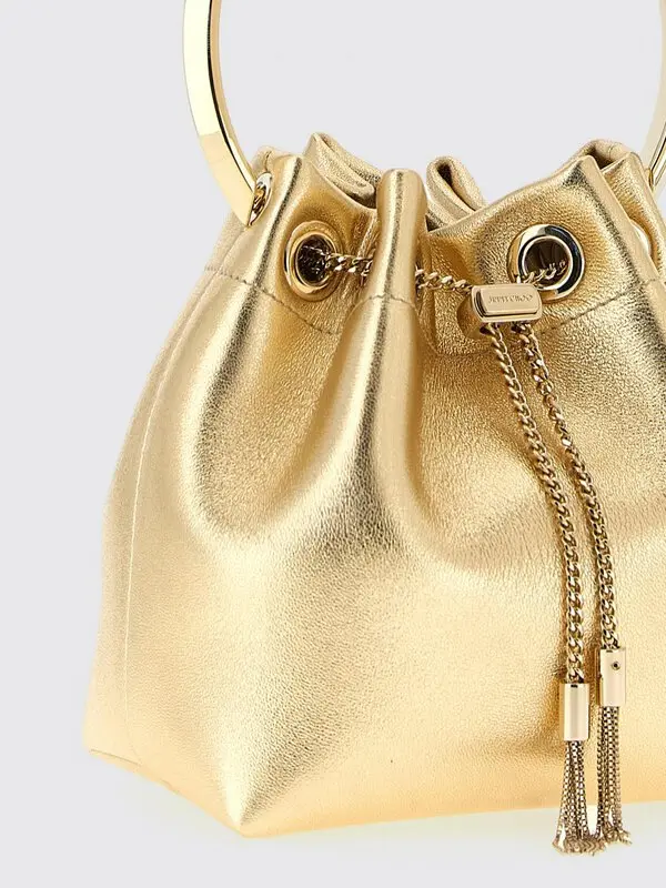 JIMMY CHOO Metallic Bucket Bag With Hoop Handle
