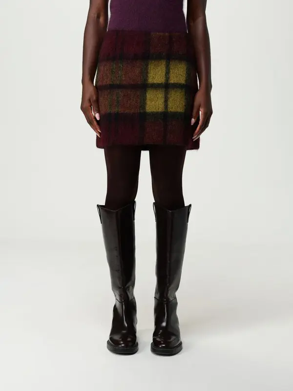 ROBERTO COLLINA Checked Skirt