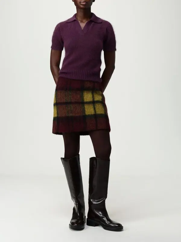 ROBERTO COLLINA Checked Skirt