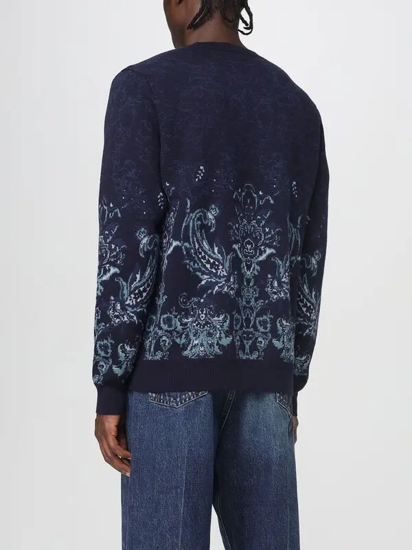 Etro Paisley Patterned Knit Sweater - Navy