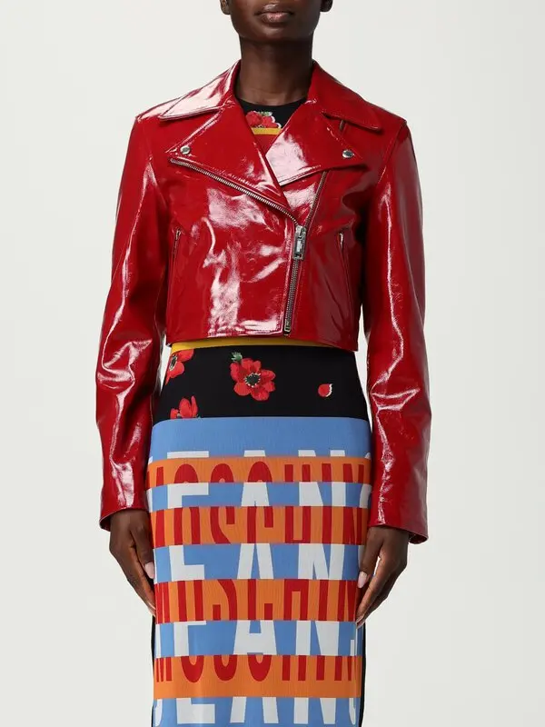 Moschino Cropped Biker Jacket - Red