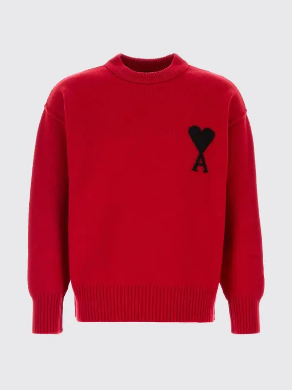 AMI Paris Crewneck Lambswool Jumper - Red