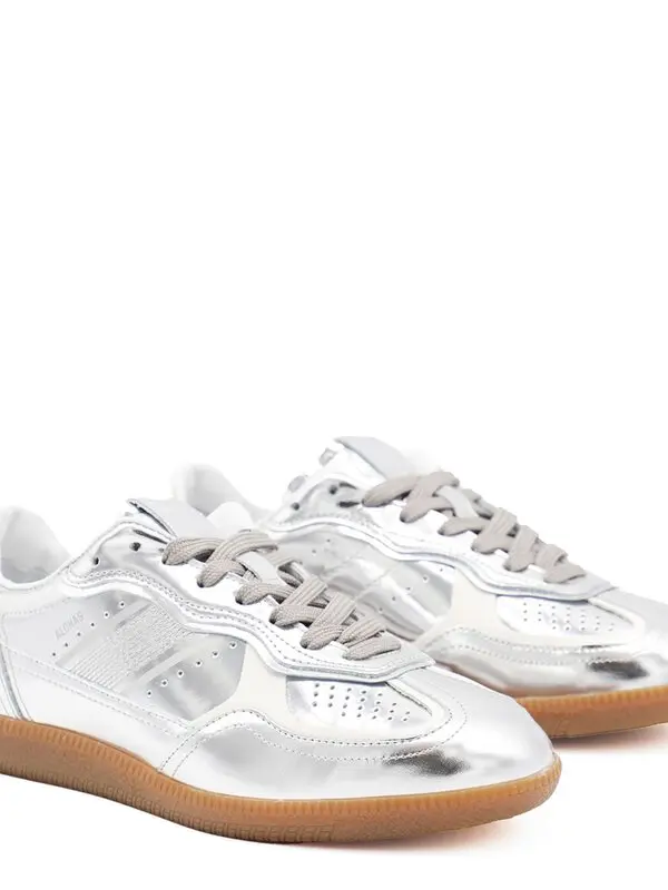 ALOHAS Laminated Leather Lace-up Sneakers - Cream