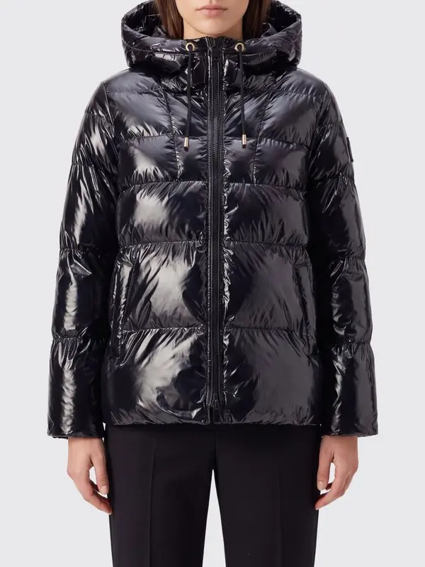 Pinko Quilted Waterproof Nylon Short Puffer Jacket With Hood And Elasticated Cuffs - Black