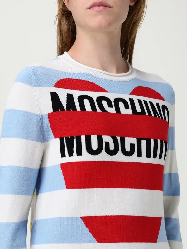 Moschino Striped Heart Knit Sweater