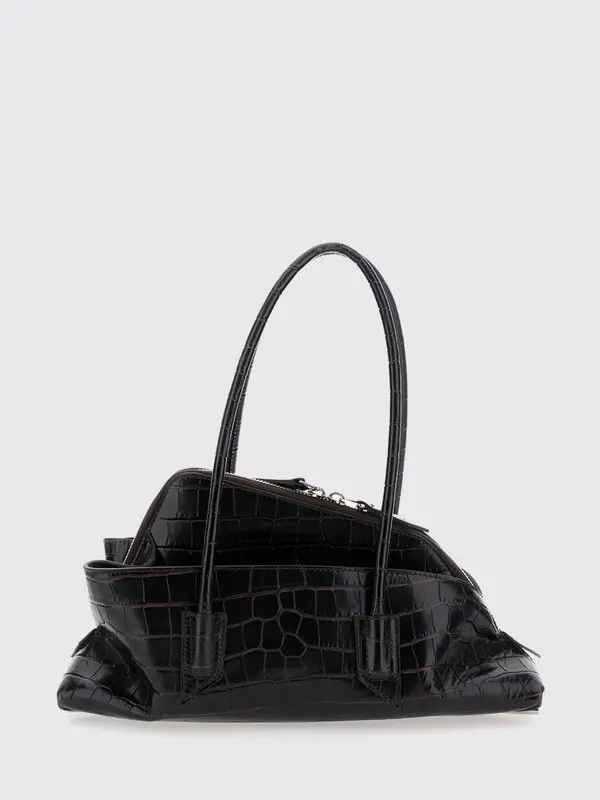 Attico Croc Effect Shoulder Bag - Coffee