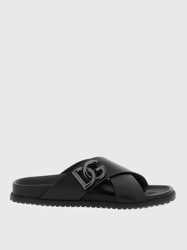 Dolce & Gabbana Embellished Cross Strap Sandals - Black