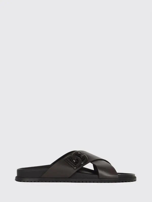 Dolce & Gabbana Embellished Cross Strap Sandals - Cocoa